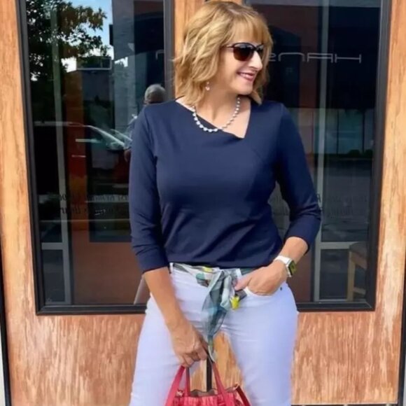 CAbi | Tops | Cabi 437 Contessa Tee Navy Fall 222 Medium Nwt | Poshmark